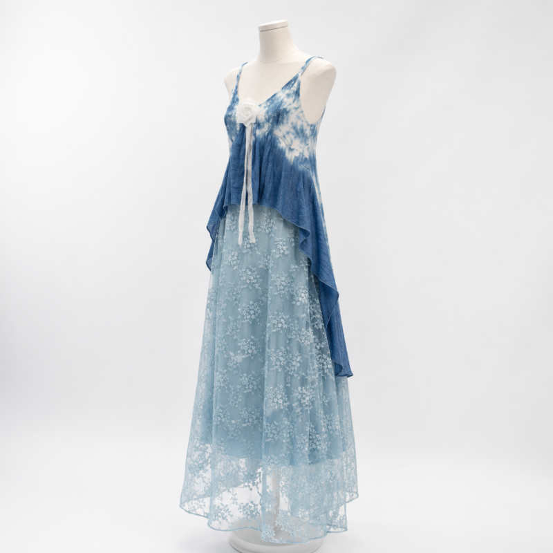 Santorini Rose Mist Batik Dress – Calming Plant-Dyed Maxi ...